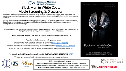 Black Men in White Coats Movie Screening and Discussion | Diversity & Inclusion | GW School of ...